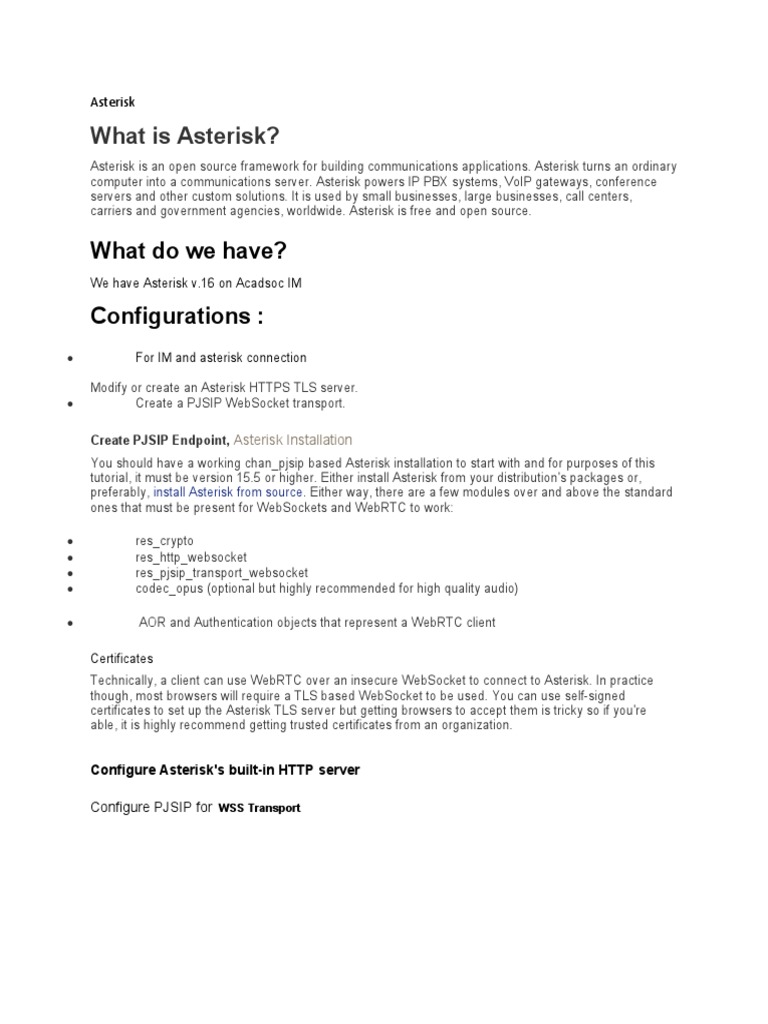 What Is Asterisk?: What Do We Have? Configurations | PDF | Public Key ...