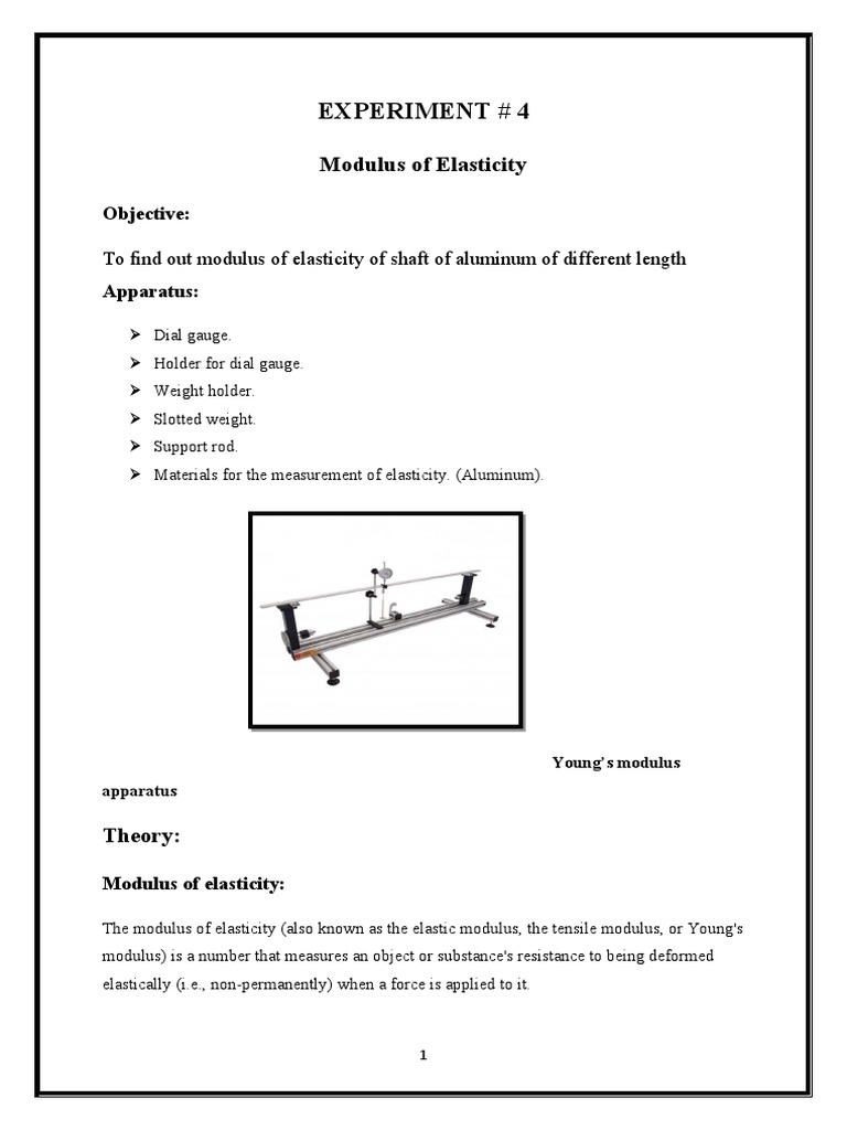 Experiment # 4: Modulus of Elasticity | PDF | Young's Modulus ...