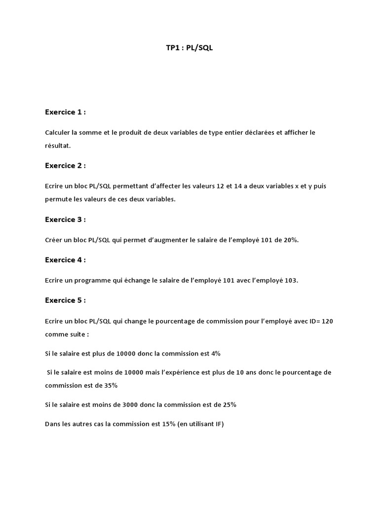 Tp1: PL/SQL | PDF