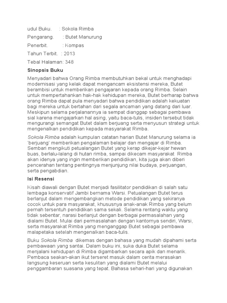 Sinopsis Buku: Sokola Rimba Adalah Kumpulan Catatan Harian Butet ...