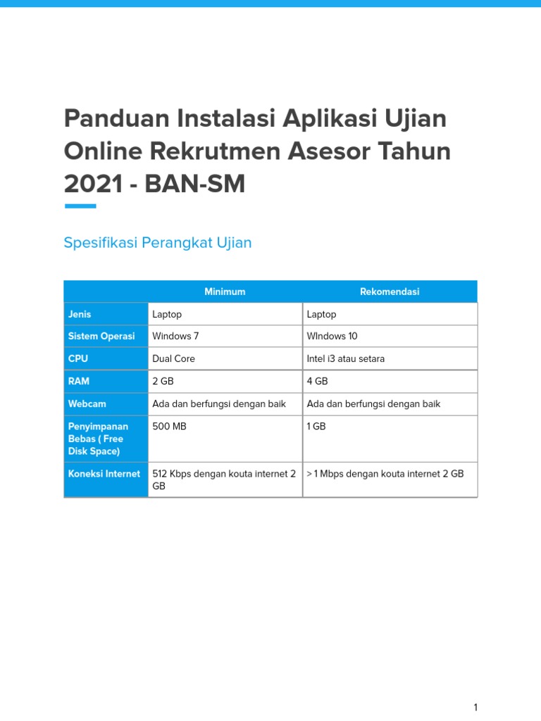 1-Panduan Instalasi Aplikasi Ujian Online Rekrutmen Asesor BAN-SM | PDF