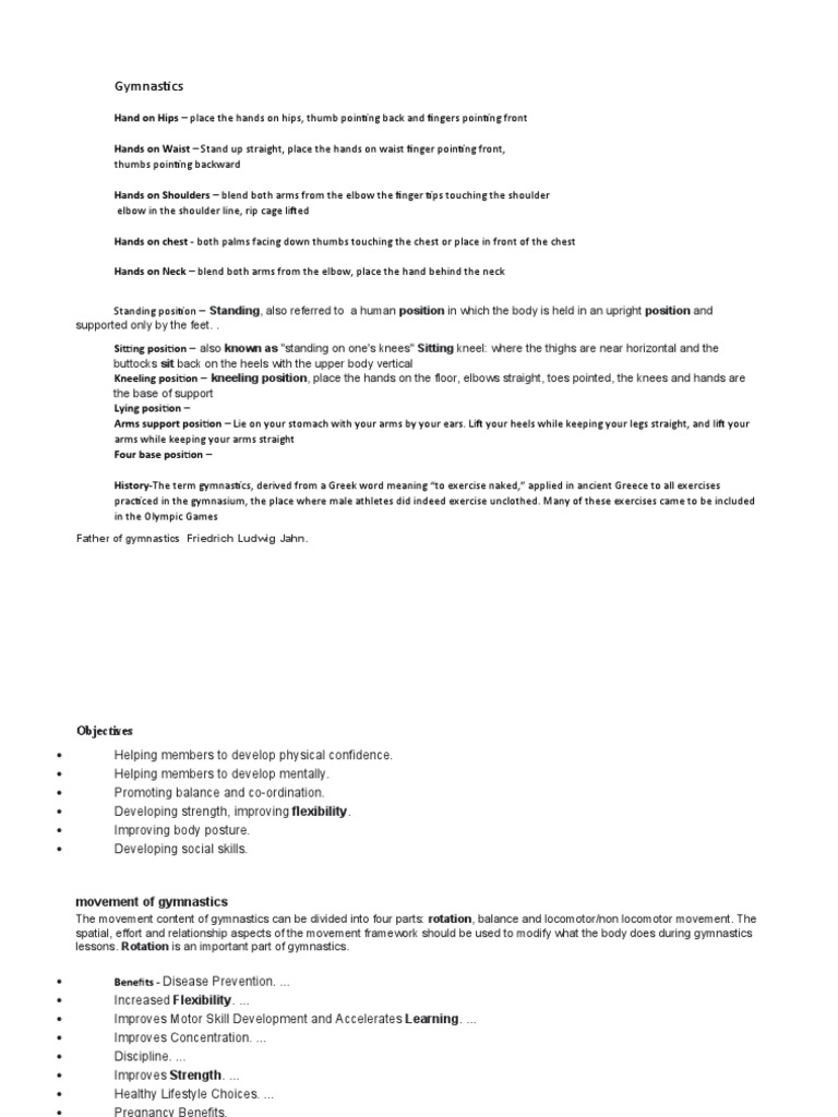 Gymnastics: Standing, Also Referred To A Human Position in Which The ...