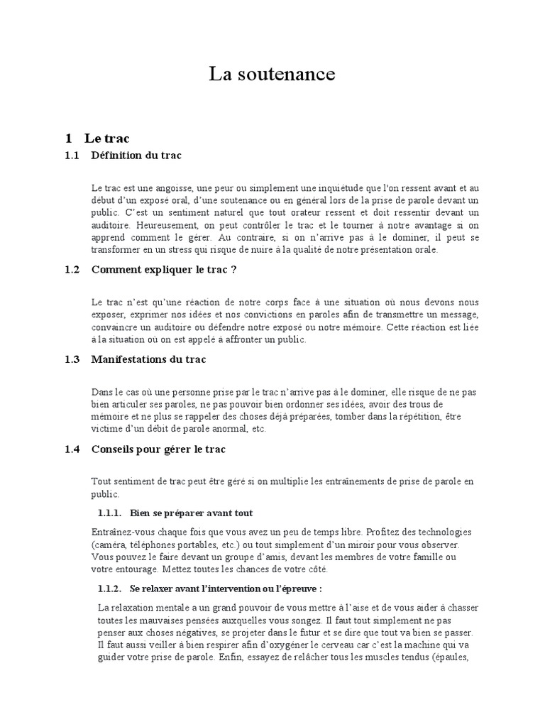 Gérer le trac et réussir sa soutenance | PDF | Peur
