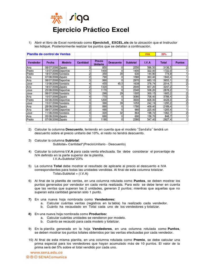 Ejpractico 5 Excel | PDF | Calzado | Pie