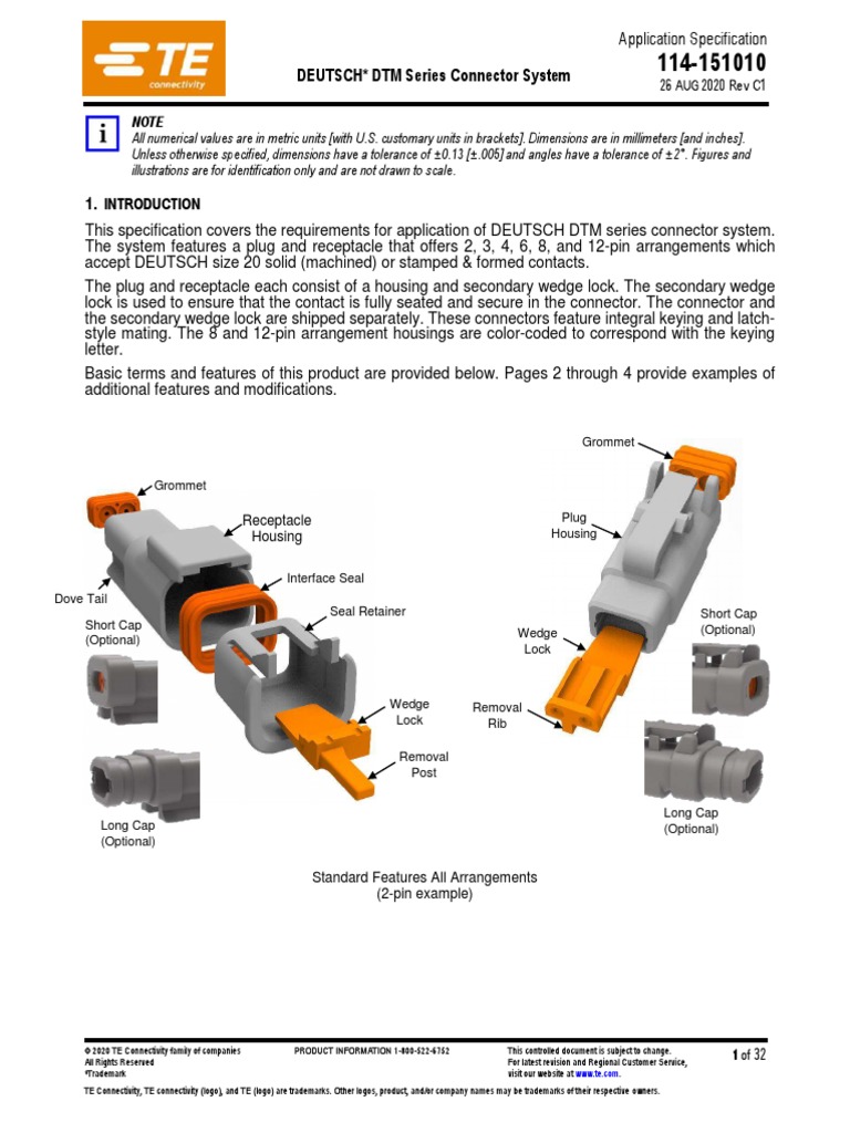 DEUTSCH DTM Series Connector System: 26 AUG 2020 Rev C1 | PDF ...