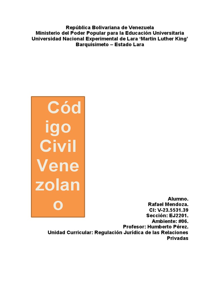 EL Codigo Civil Venezolano | PDF | Ciencias Políticas | Justicia