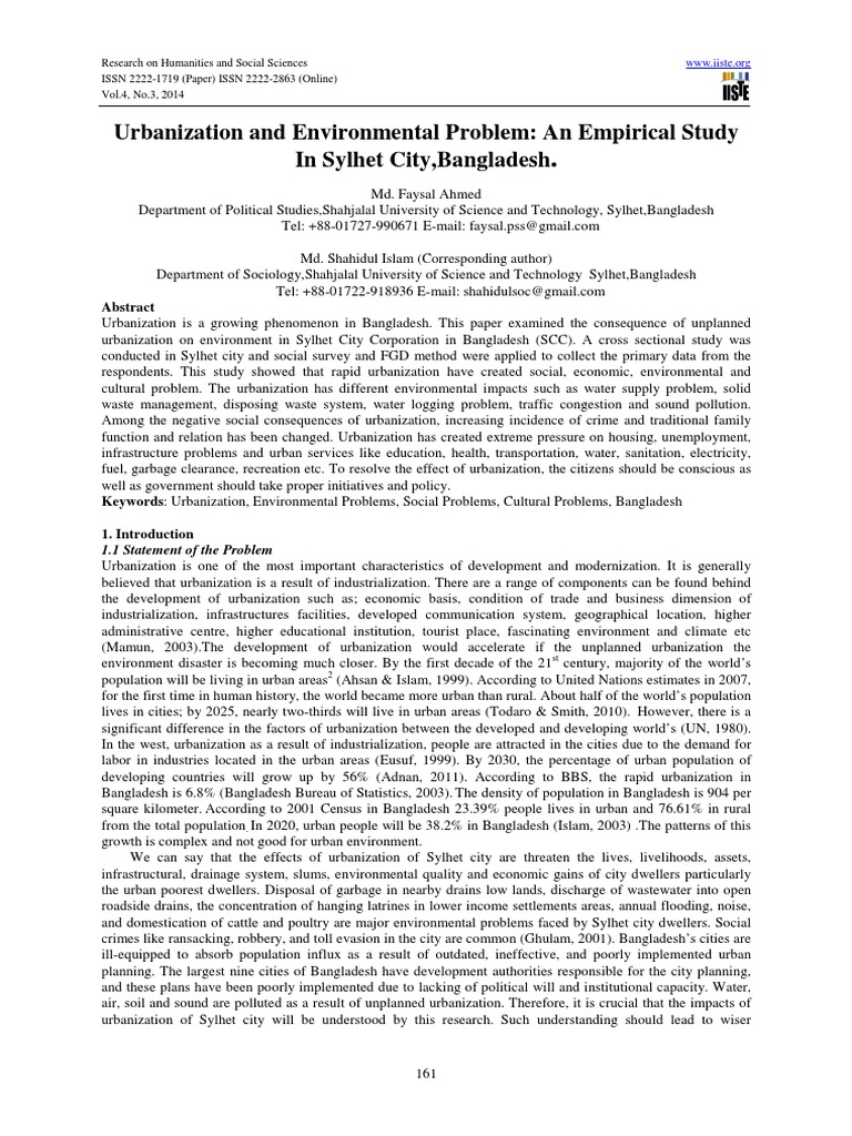 An Empirical Study of the Environmental and Social Impacts of Unplanned ...