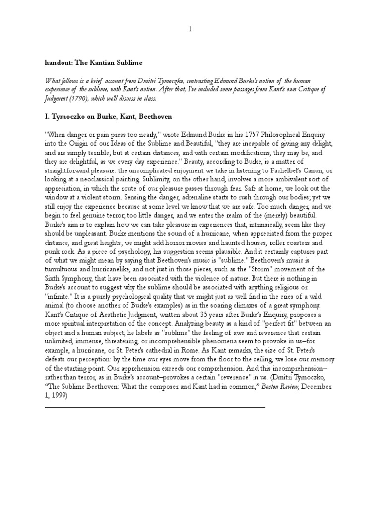 Handout: Kant On Sublime - Expanded | PDF | Immanuel Kant ...