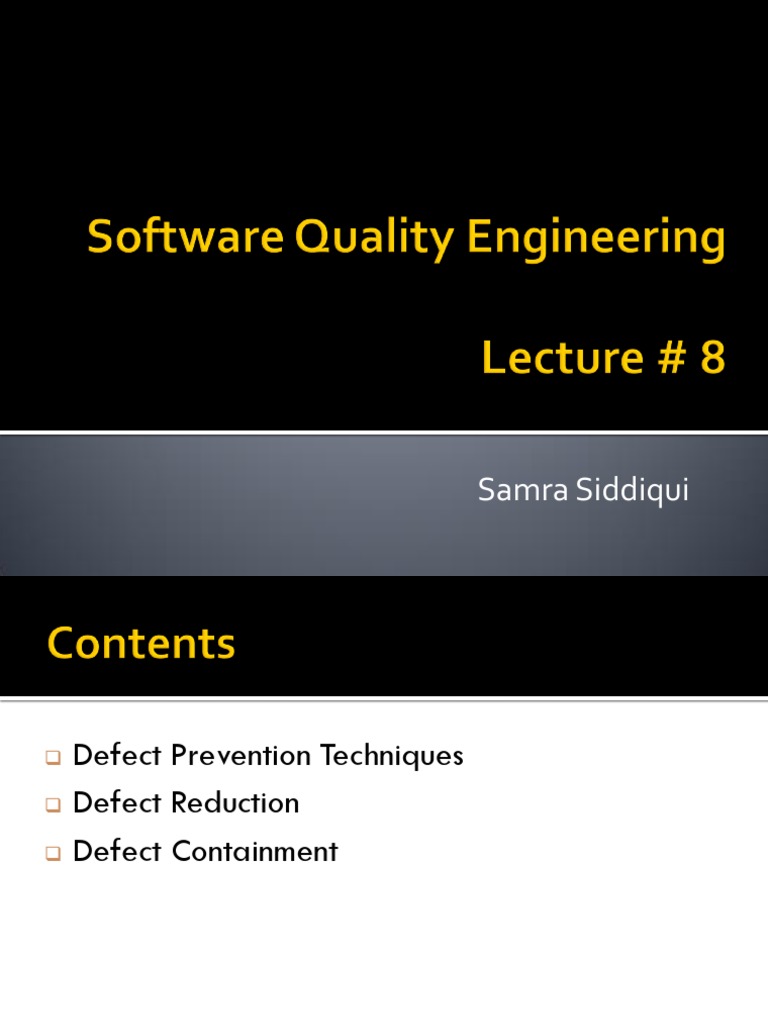 LEC 8 - SQE - Defect Prev, Reduction and Containment | Download Free ...