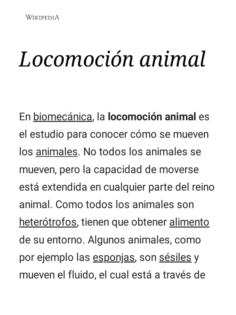 Tipos de locomoción en animales | PDF | Locomoción animal | Biología