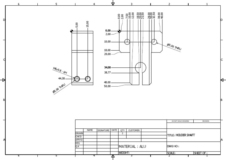 Holder Shaft Dimensional Drawing | PDF