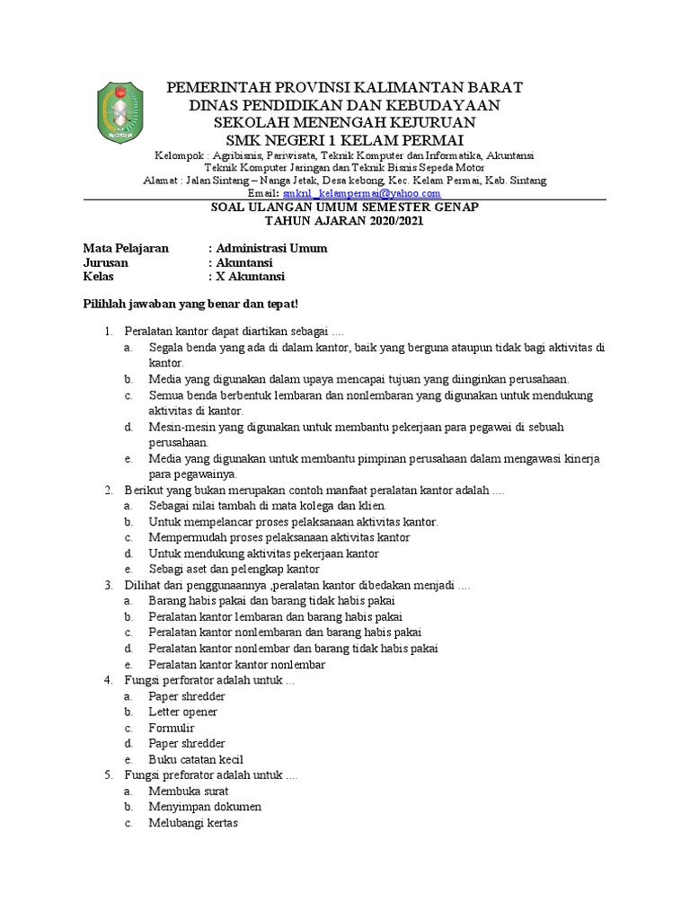 Adm Umum X Akl | PDF