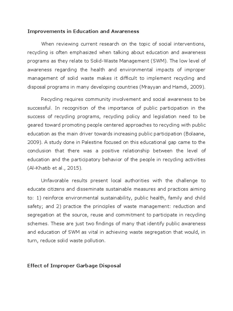Chapter 2 Effects of Proper Waste Disposal | PDF | Waste Management ...