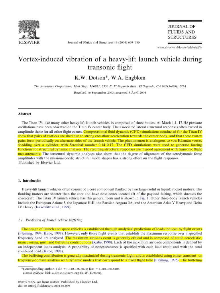 Vortex-Induced Vibration of A Heavy-Lift Launch Vehicle During Transonic Flight | PDF | Vortices ...