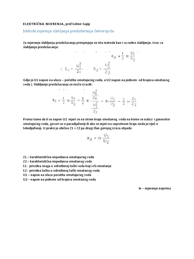 Slabljenje Preslušavanja | PDF