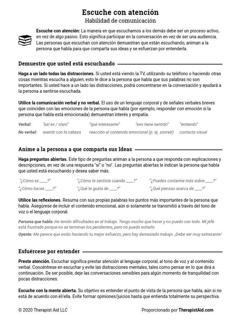 Active Listening Spanish | PDF | Las emociones | Comunicación