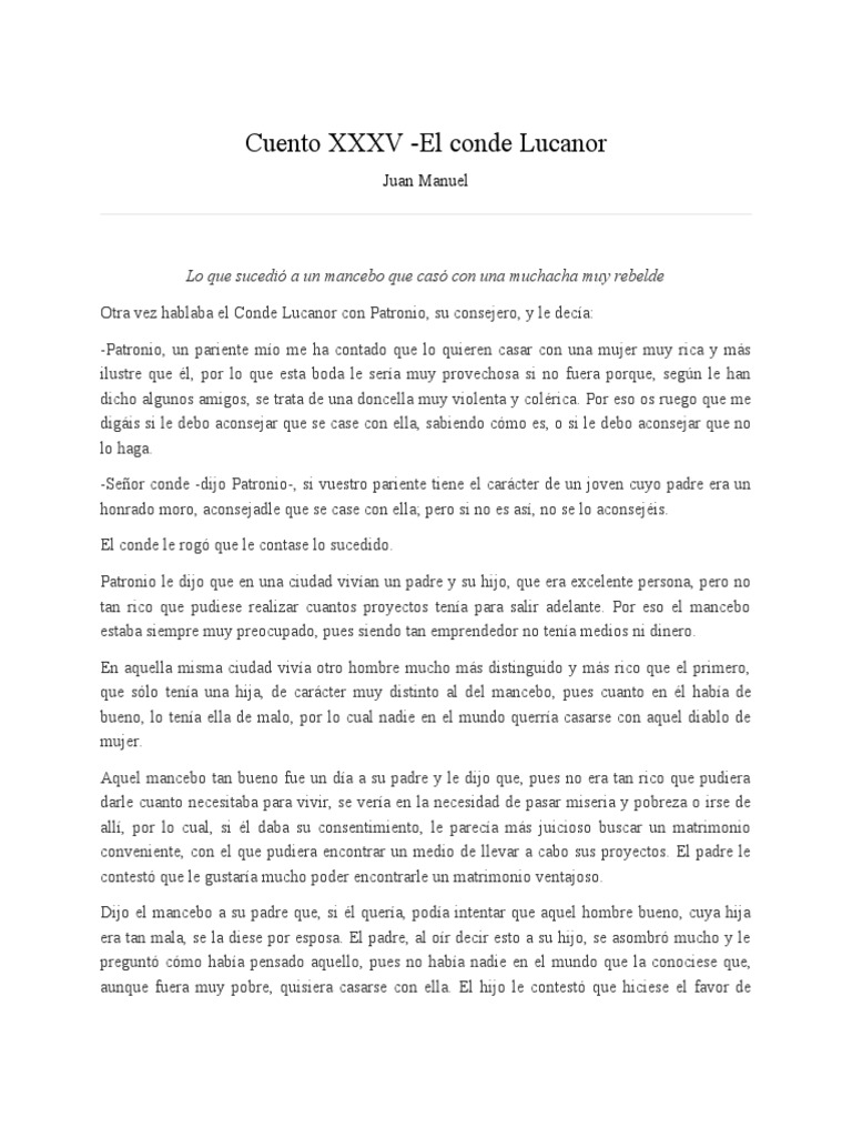 El Conde Lucanor Cuento XXXV | PDF