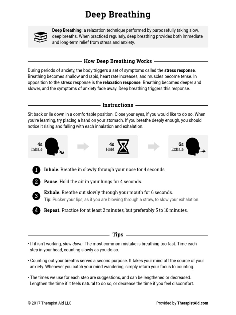 Deep Breathing Worksheet | PDF | Self-Improvement