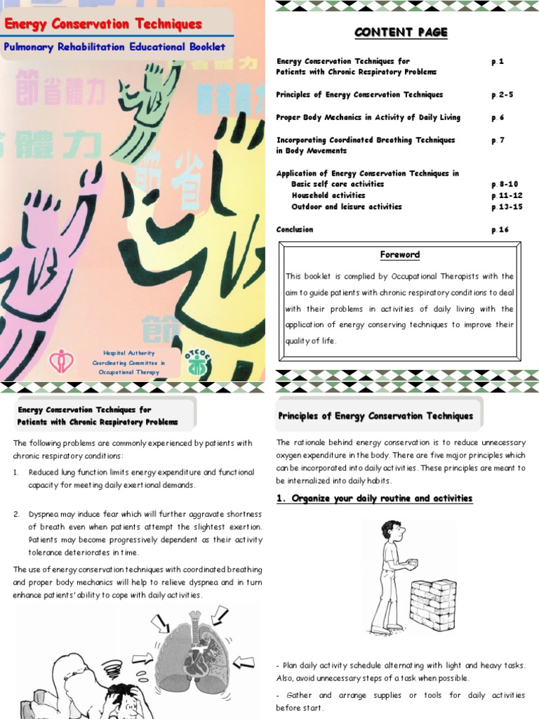 Energy Conservation Techniques | PDF | Occupational Therapy | Breathing