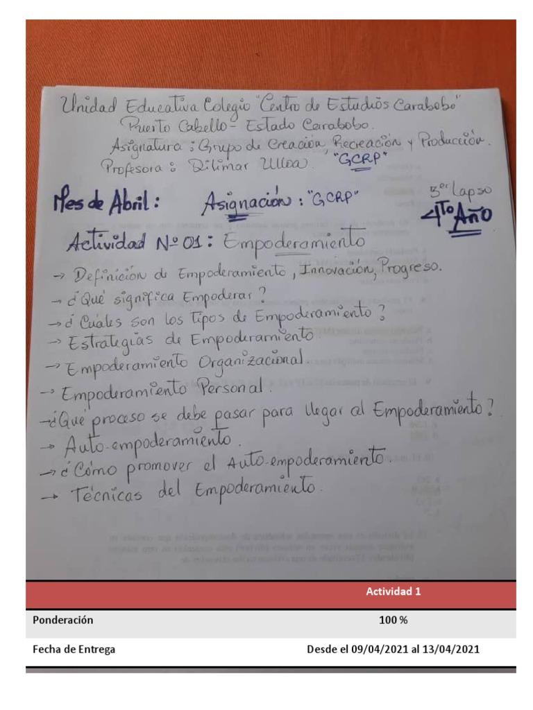 GCRP - 4to Año - Abril 2021 | PDF