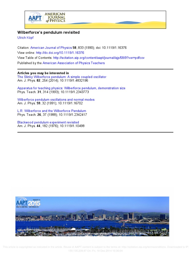 Wilberforce's Pendulum Revisited | PDF | Oscillation | Physics