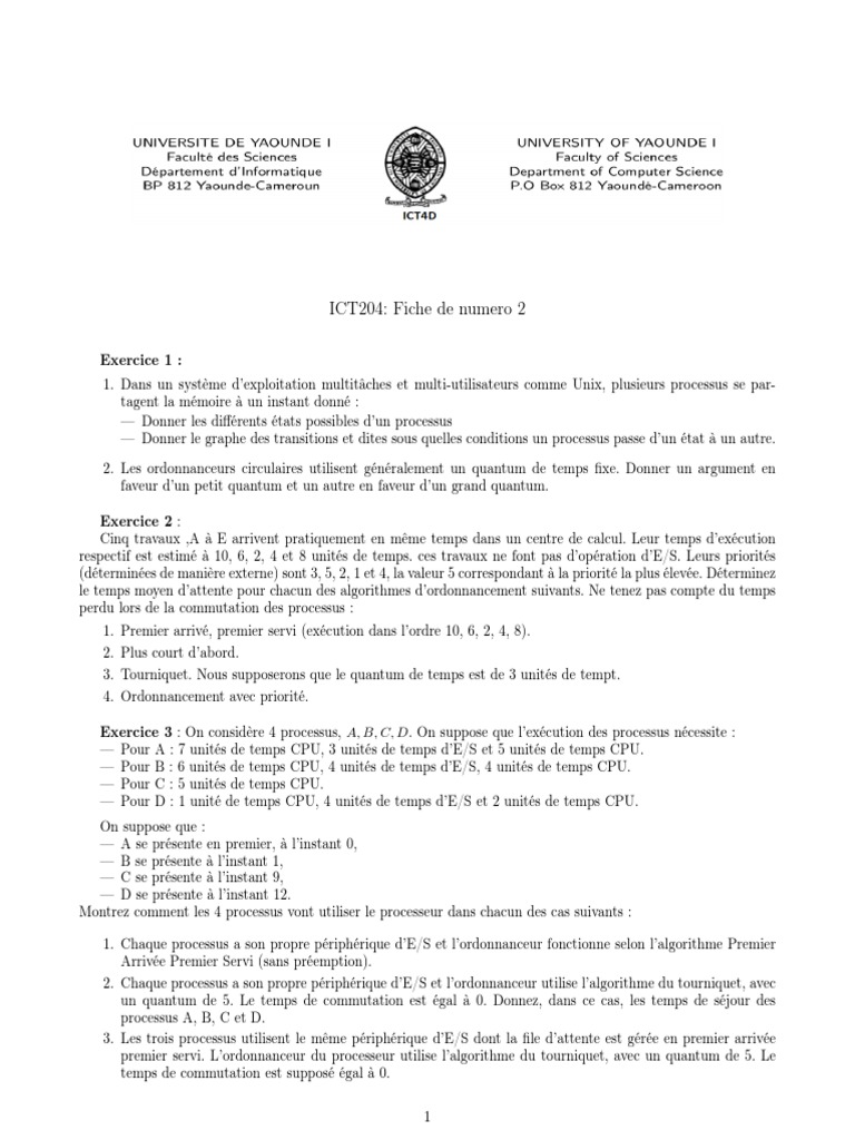 États de processus et ordonnancement CPU | PDF | Ordonnancement dans ...