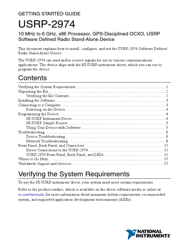 USRP-2974: Getting Started Guide | PDF | Device Driver | Computer Network