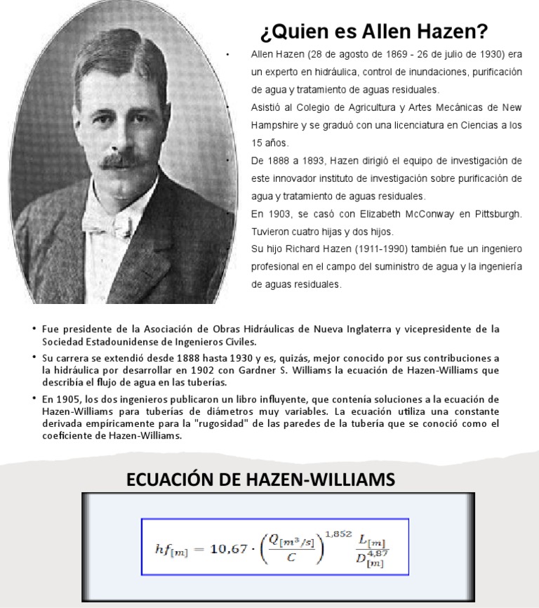 Allen Hazen y la ecuación de Hazen-Williams | PDF