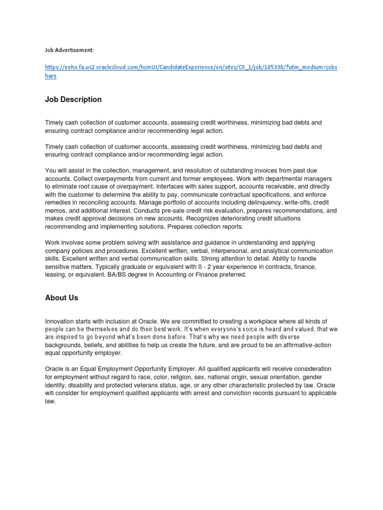 Job Advertisement | PDF