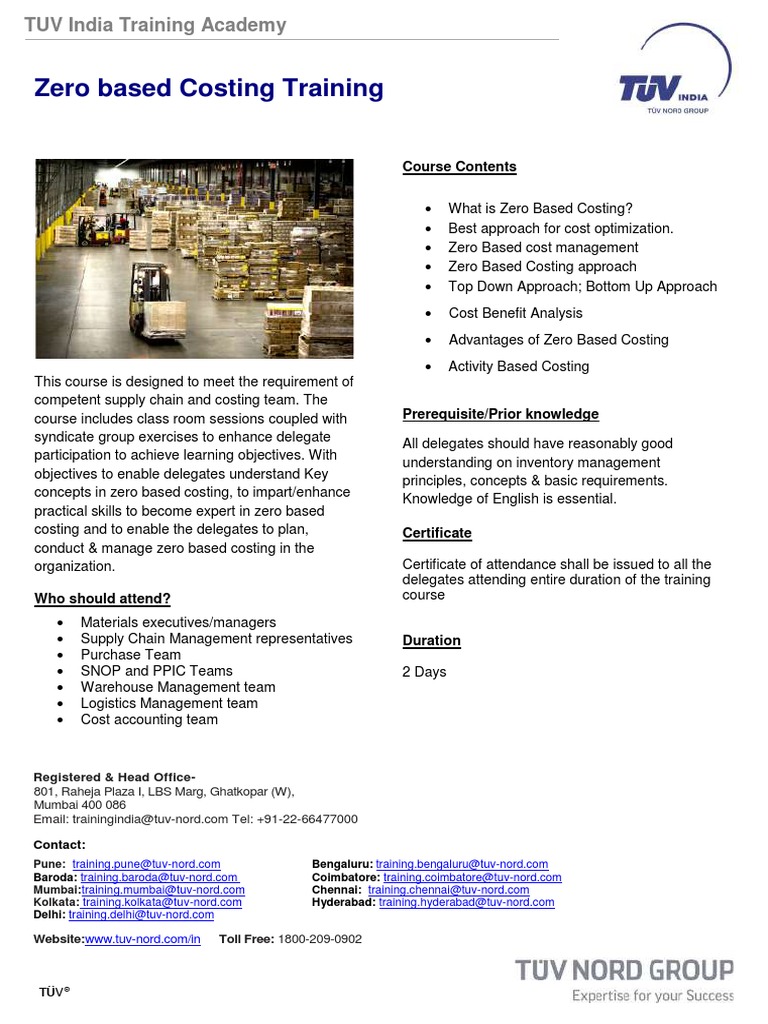 Zero Based Costing Training: Course Contents | PDF | Business | Economies