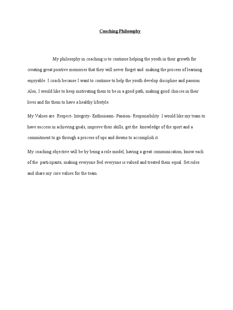 Coaching Philosophy | PDF
