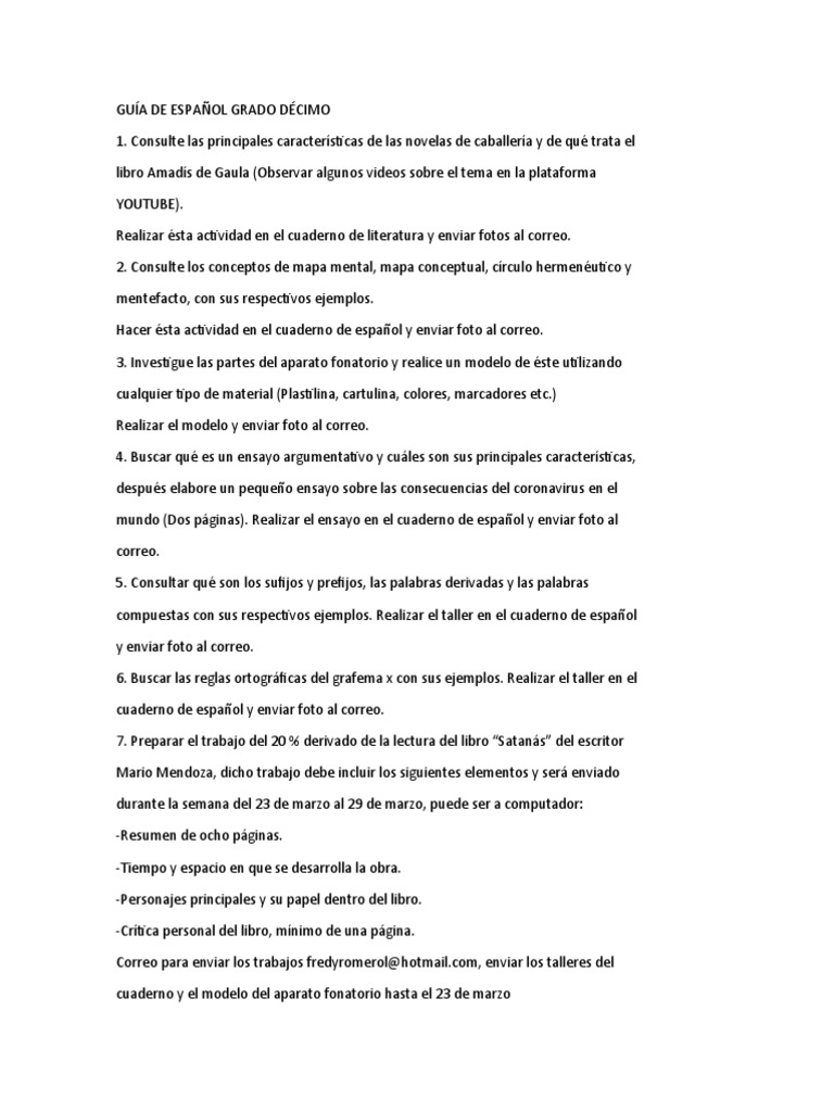 Guía De Español Grado Décimo Pdf