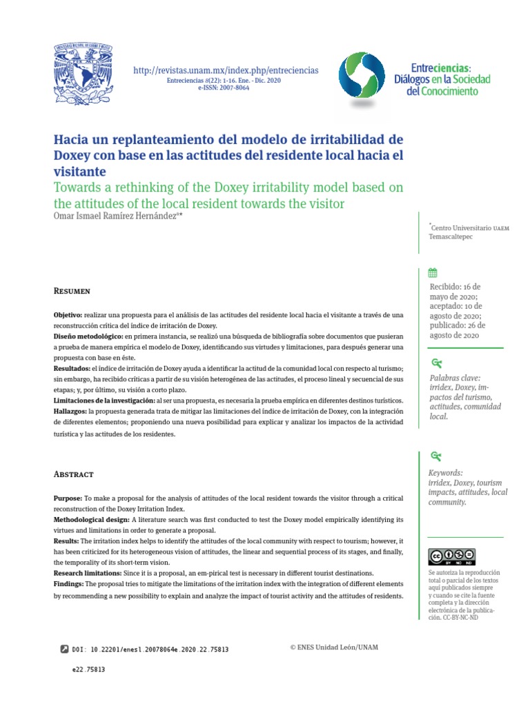 Hacia Un Replanteamiento Del Modelo de Irritabilidad de Doxey Con Base en Las Actitudes Del ...