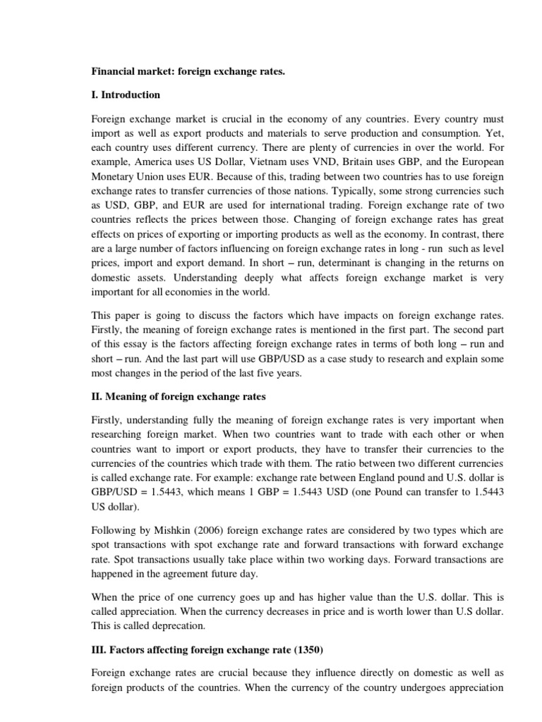 Financial Market: Foreign Exchange Rates | PDF | Exchange Rate ...