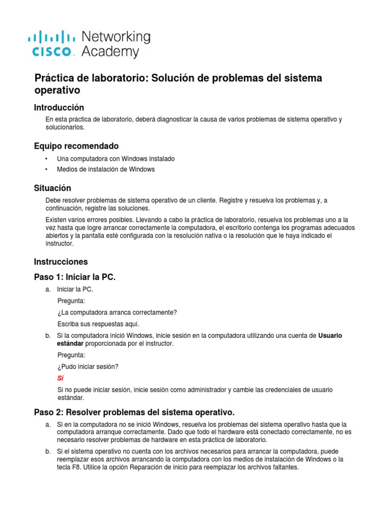 11.7.3.2 Lab - Troubleshoot Operating System Problems | PDF | Microsoft ...