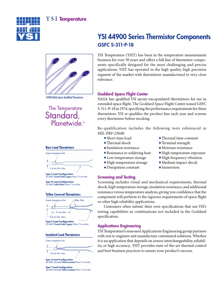 Termistor - YSI - Serie 44900 | PDF | Goddard Space Flight Center ...