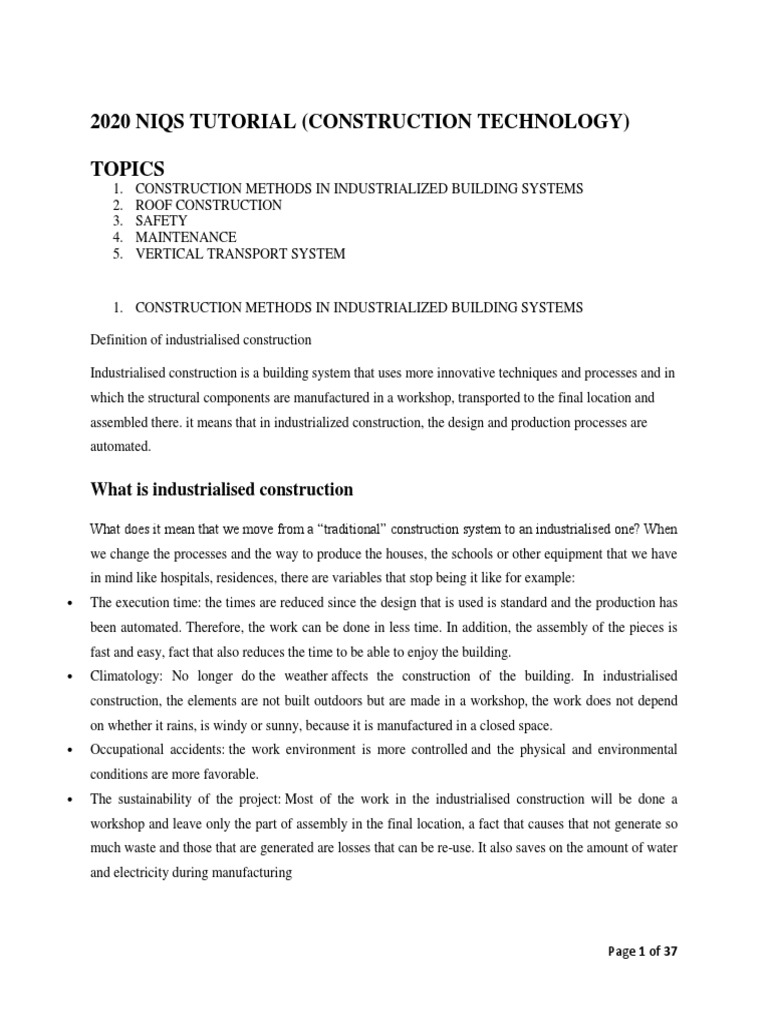 Construction Methods in Industrialized Buildings | PDF | Wall | Precast ...