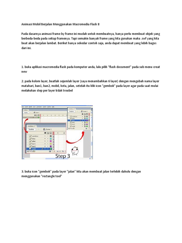 Animasi Mobil Berjalan Menggunakan Macromedia Flash 8 | PDF