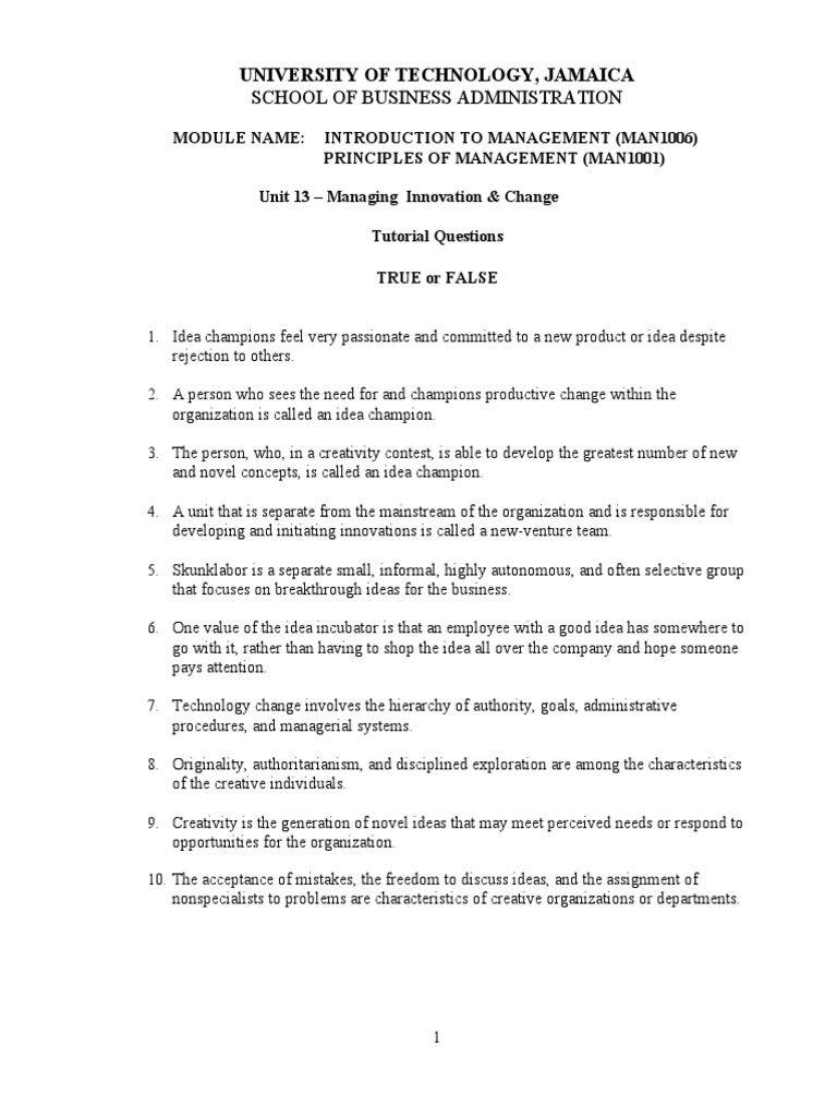 Managing Innovation & Change in Organizations | PDF | Innovation ...