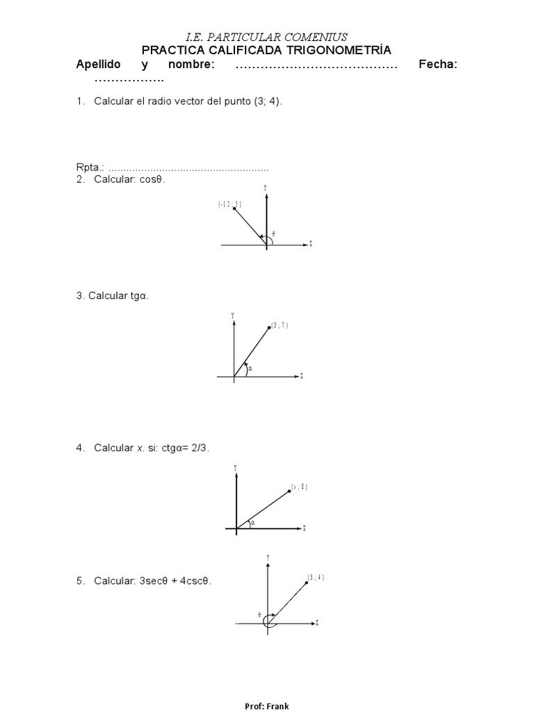 Ejercicios de Trigonometría Básica | PDF