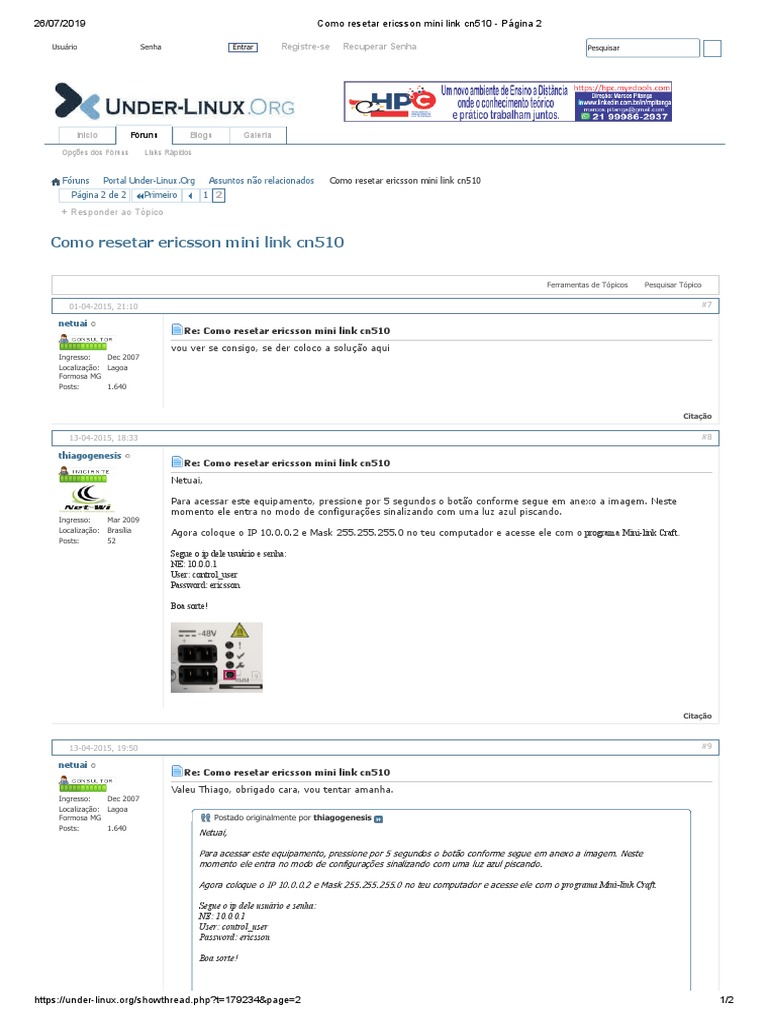 Como Resetar Ericsson Mini Link cn510 - Página 2 | PDF | Informática ...
