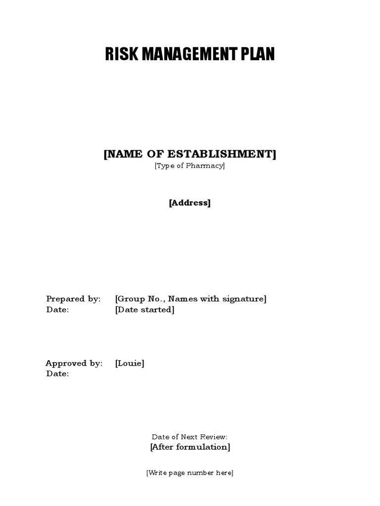 Risk Management Plan Template | PDF | Risk Management | Risk