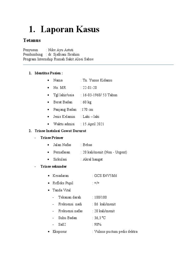 TETANUS | PDF | Sains & Matematika