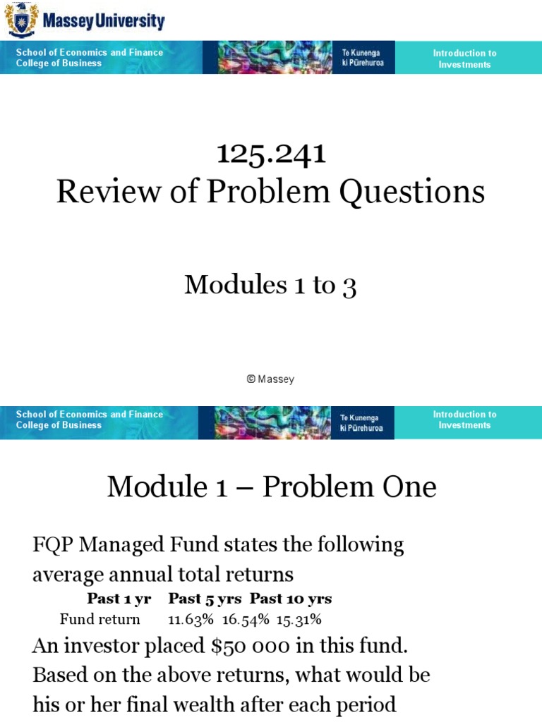 125.241 Review of Problem Questions: Modules 1 To 3 | PDF | Yield Curve ...