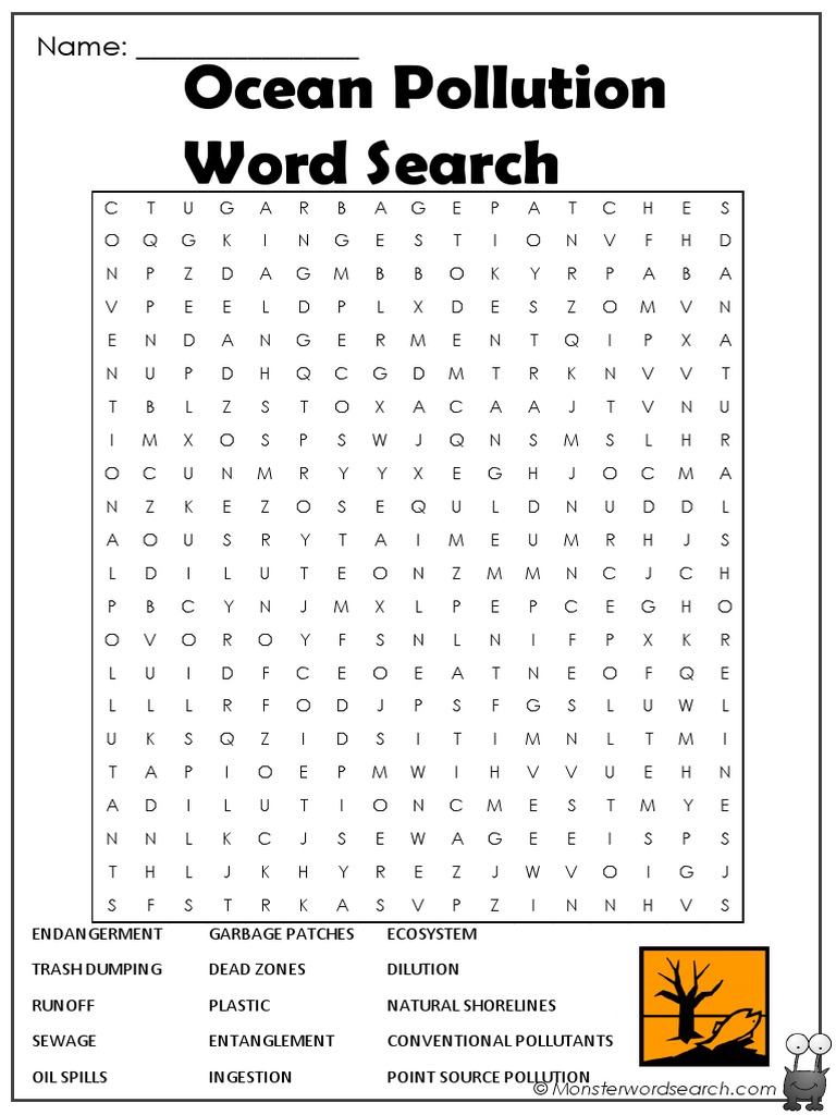 Ocean Pollution Word Search | PDF