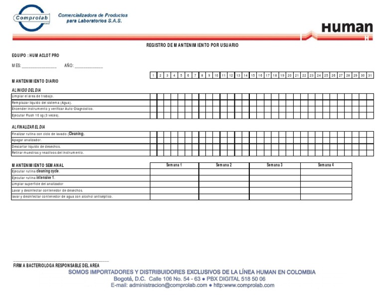 Mantenimiento del Humaclot Pro | PDF