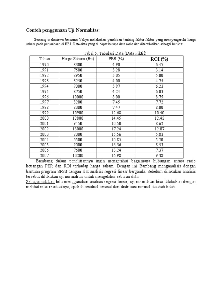 Contoh Penggunaan Uji Normalitas | PDF