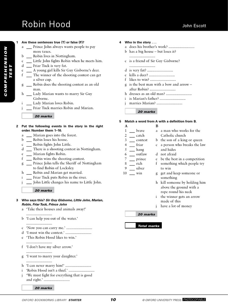 Tests | PDF | Robin Hood | Nottinghamshire Folklore