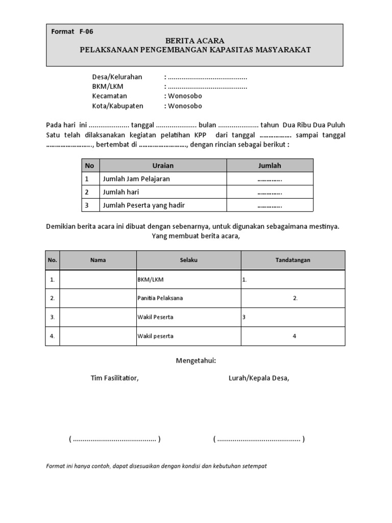 Berita Acara PKM KPP | PDF