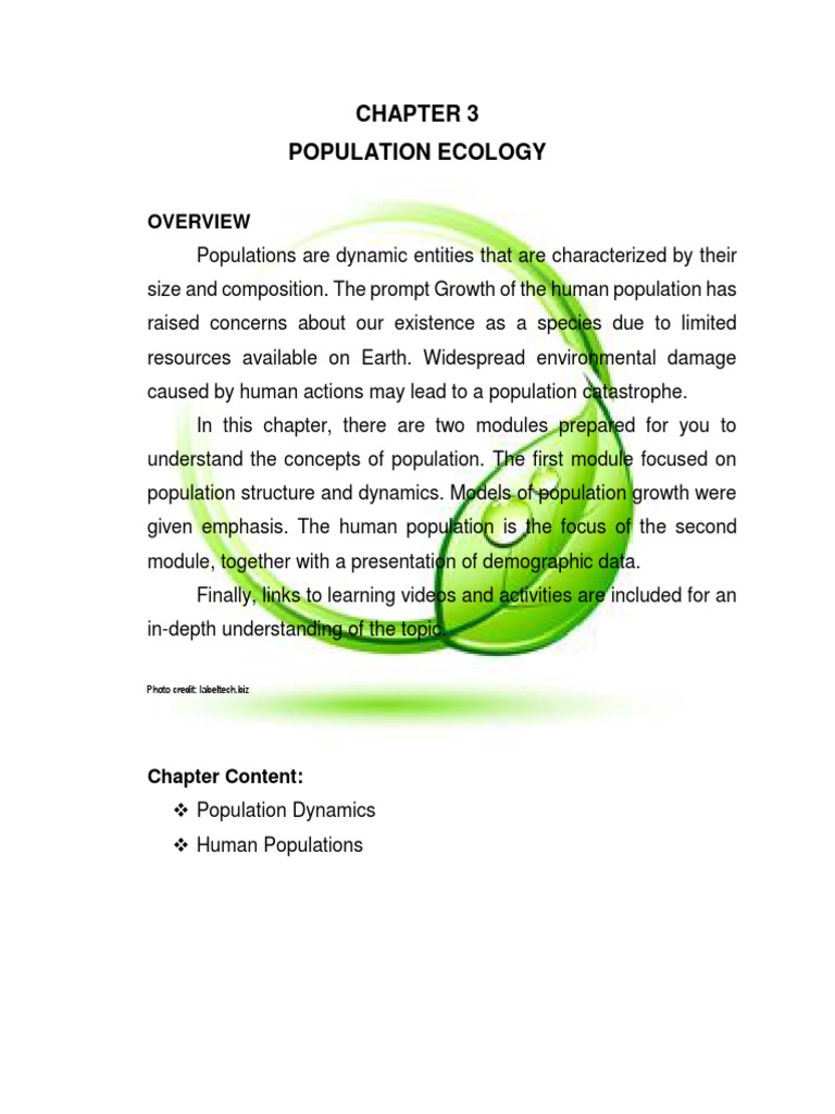 Chapter 3 Population Ecology | PDF | Demography | Population